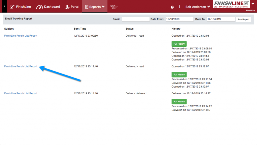 Can you track and view which reports were sent?